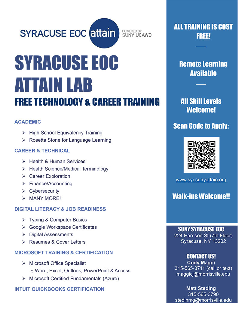 Syracuse EOC ATTAIN Lab – Advanced Technology Training And Information Networking